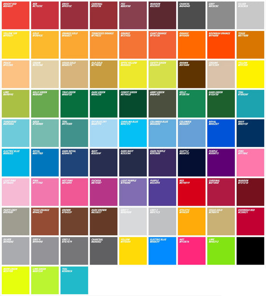 Custom Jersey Colour Charts